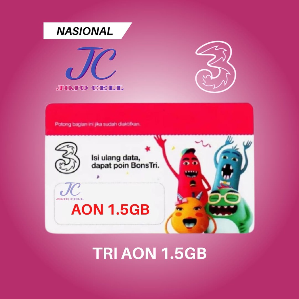 Jual VOCHER VOUCHER KUOTA 3 TRI THREE AON 1.5GB JABAR-JATENG | Shopee Indonesia