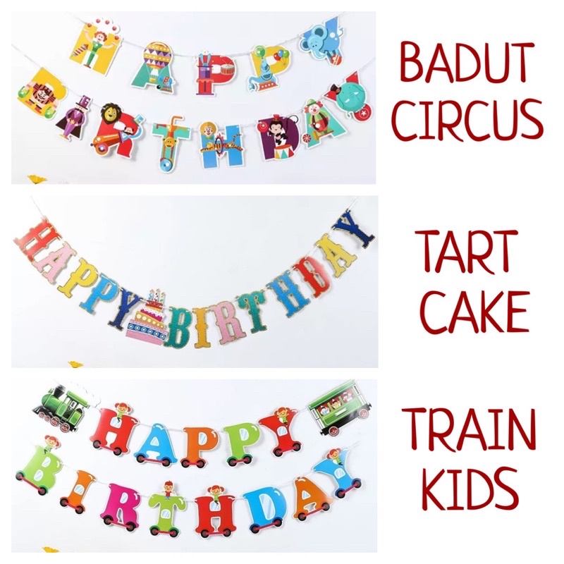 Jual BANNER HAPPY BIRTHDAY CIRCUS BADUT TART KERETA TRAIN KIDS | Shopee ...