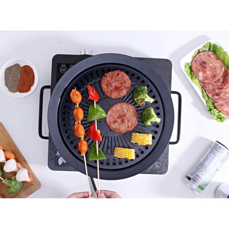 Jual OMICKO BARBEQUE GRILL BULAT PAN ANTI LENGKET BBQ GRILL KOMPOR ...