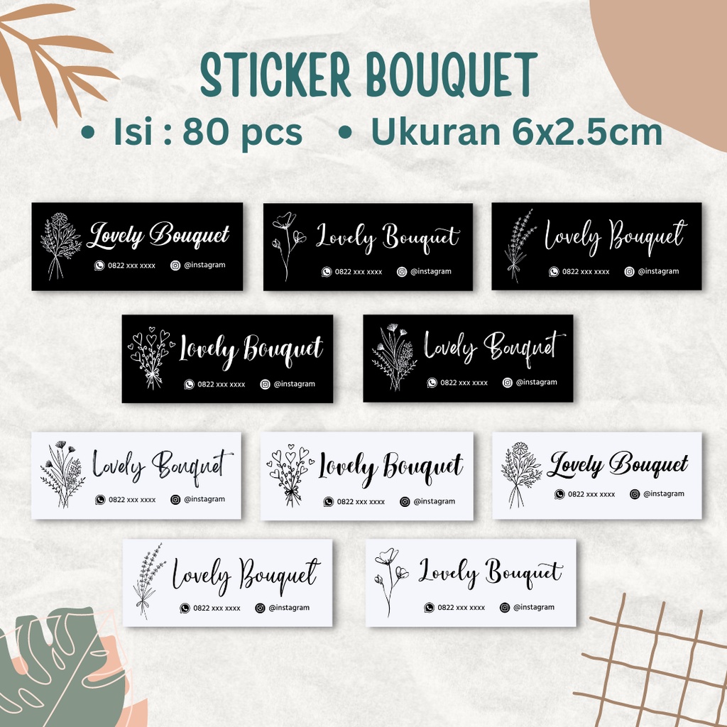 Jual (ISI 80 PCS) Sticker Buket Bunga / Stiker bouquet flower / Sticker ...