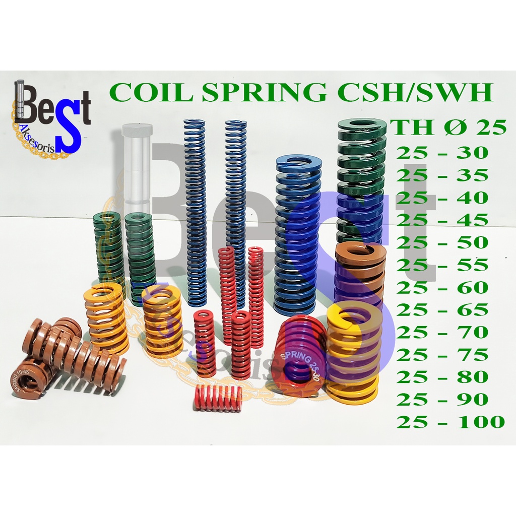 Jual Per hijau coil spring csh / swh OD 25 mm L 30-100 mm | Shopee ...