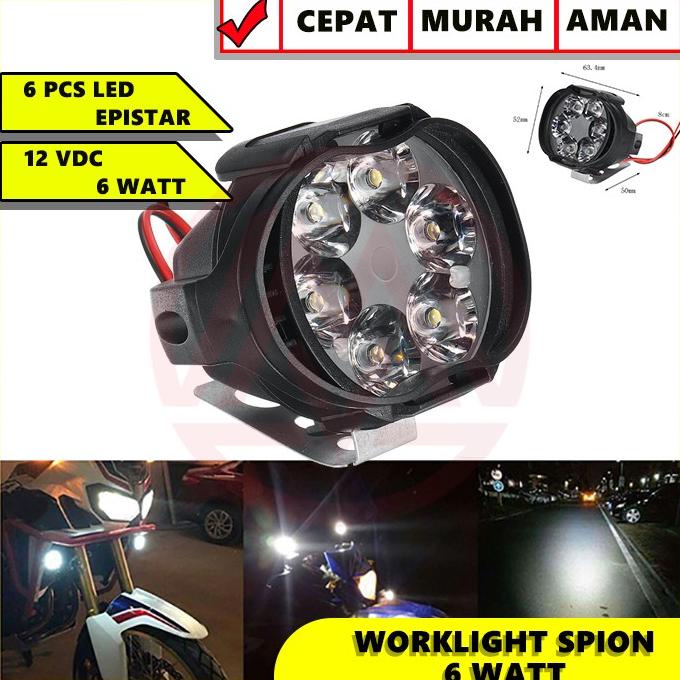 Jual LAMPU TEMBAK SOROT LED SPION MOTOR WORK LIGHT CREE 6 MATA 6 WATT 12V | Shopee Indonesia