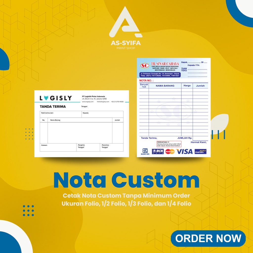 Jual CETAK NOTA BON FAKTUR INVOICE BISA SATUAN 2 ply Rangkap (bisa ...