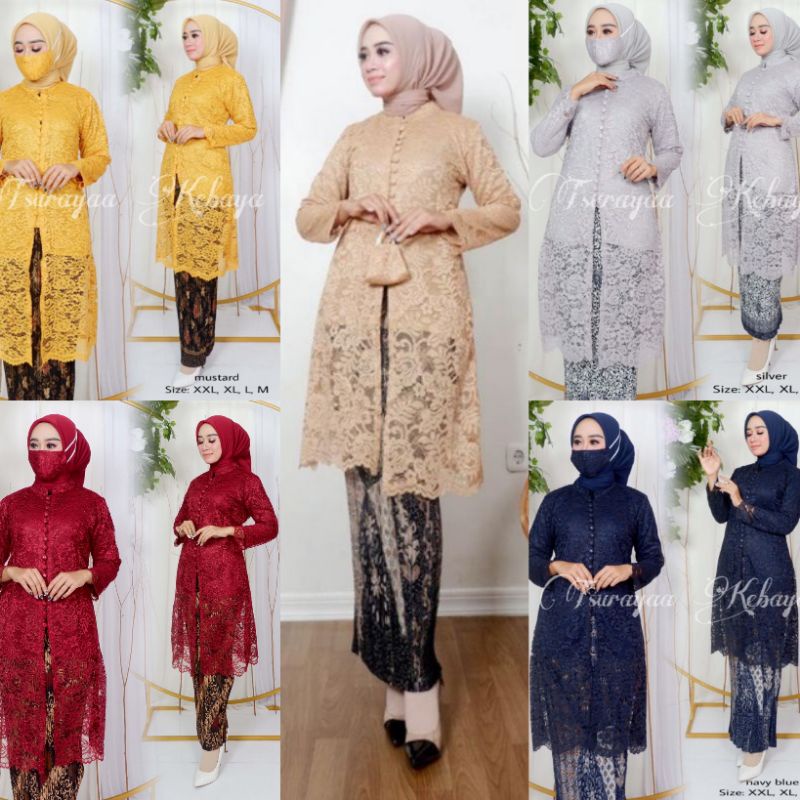 Jual Setelan Kebaya Brokat Busui/ Kebaya Modern / kebaya kancing depan ...