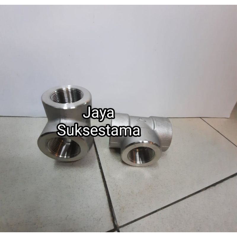 Jual Tee Stainless SS 304 Class 3000 Drat NPT 1/2" inch Socket Weld ...