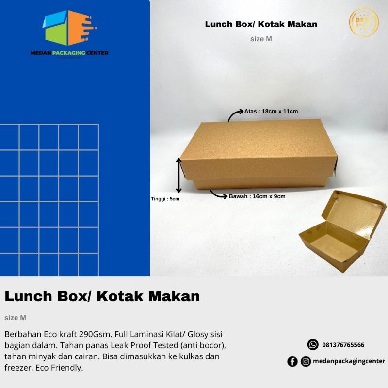 Jual Lunch Box size M 290 gsm/ kertas box kraft / kotak makan kertas ...