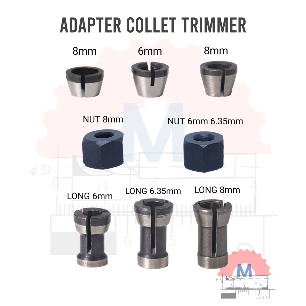 Jual Collet Trimmer 6mm 6.35mm 8mm Collet chuck router | Shopee Indonesia
