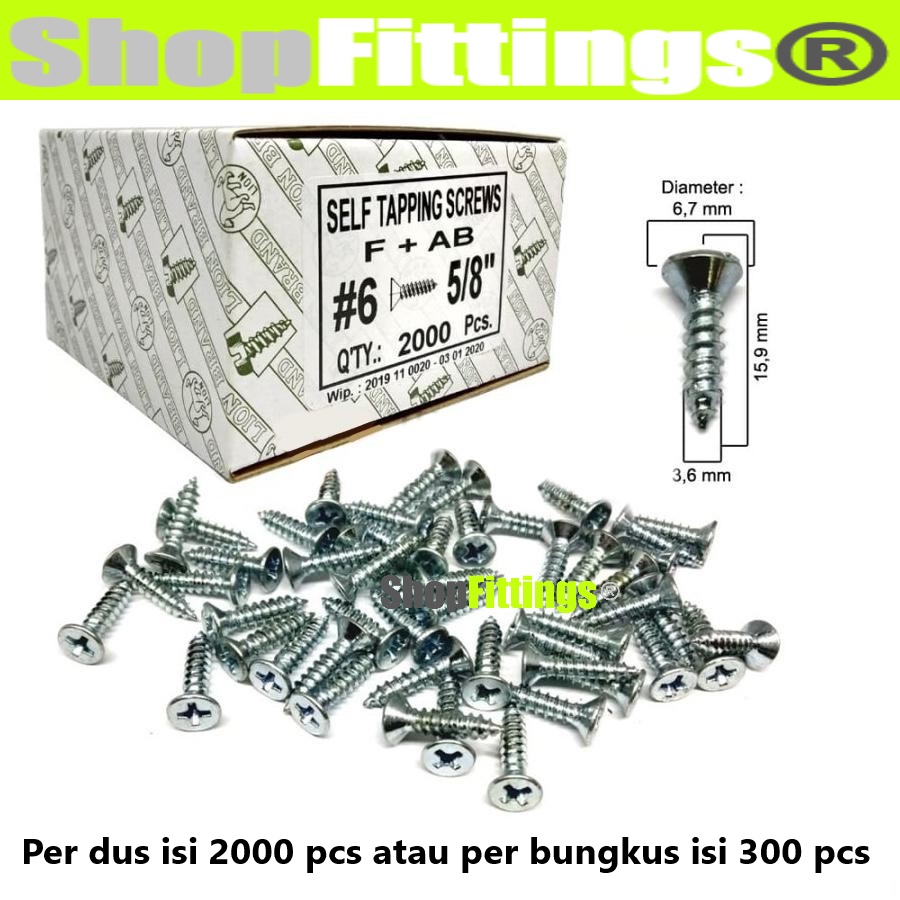 Jual Moon Lion Self Tapping Screw Flat Head Sekrup Skrup F + AB Kepala ...