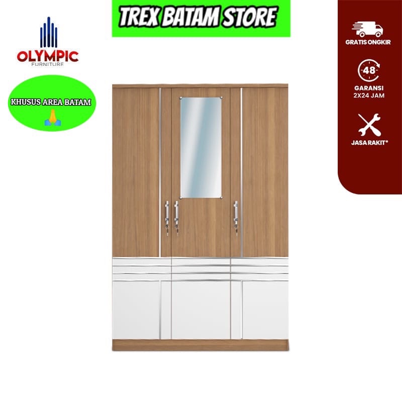 Jual OLYMPIC LP LATTE 3P LEMARI PAKAIAN 3 PINTU (BATAM) | Shopee Indonesia
