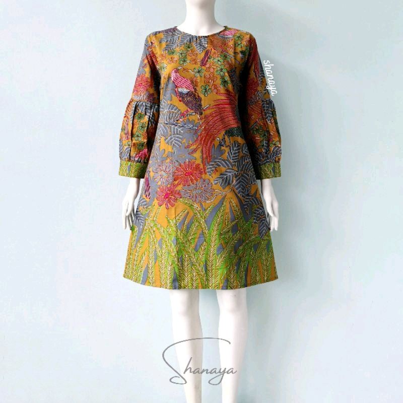 Jual Shanaya Baju Batik Wanita Tunik Raisa Dress Batik WANITA CANTIK ELEGAN | Shopee Indonesia