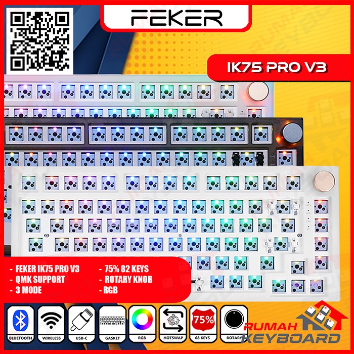 Jual MECHANICAL KEYBOARD - FEKER IK75 V3 PRO - 3 MODE - GASKET - RGB ...