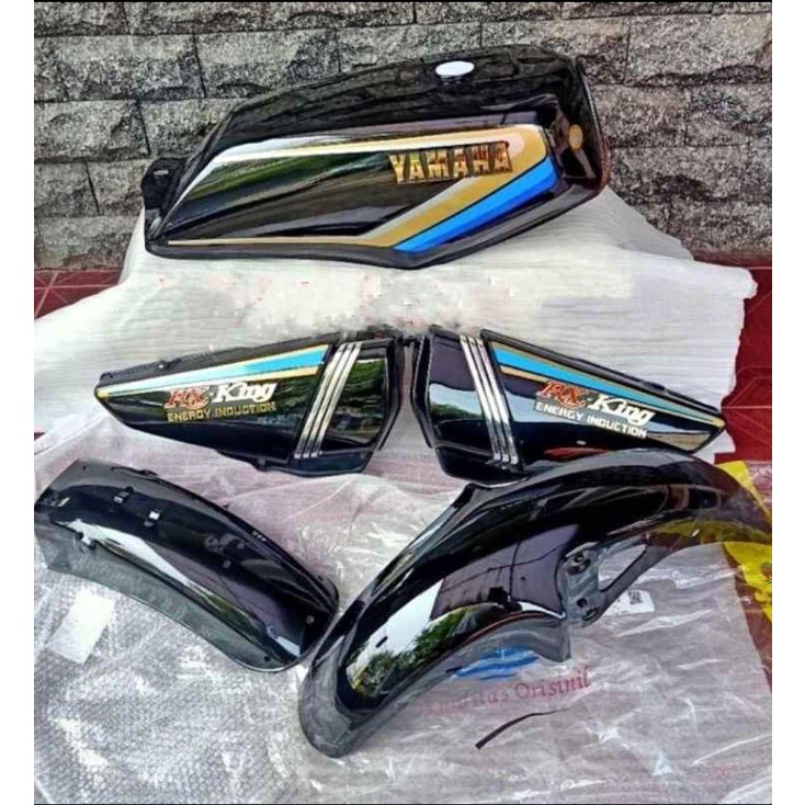 Jual cover body fullset dan tangki yamaha RX-KING/warna hitam+striping ...
