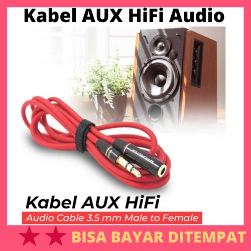 Jual Kabel AUX HiFi Audio Cable 3.5 mm Male to Female / Kabel Aux Audio ...