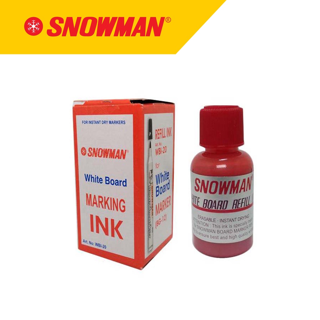 Jual Snowman Whiteboard Marker Refill Tinta Spidol WBI-20 20cc | Shopee ...