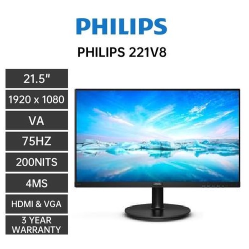 Jual Monitor LED Philips 221V8LB 22" FHD 1080p 100Hz VGA HDMI Vesa ...