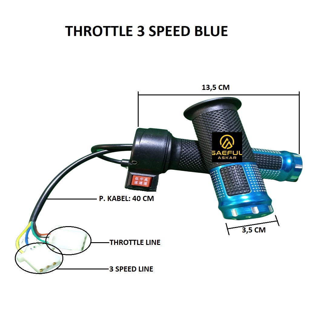 Jual Grip gas lengkap 3 speed biru sepeda listrik universal | Shopee ...