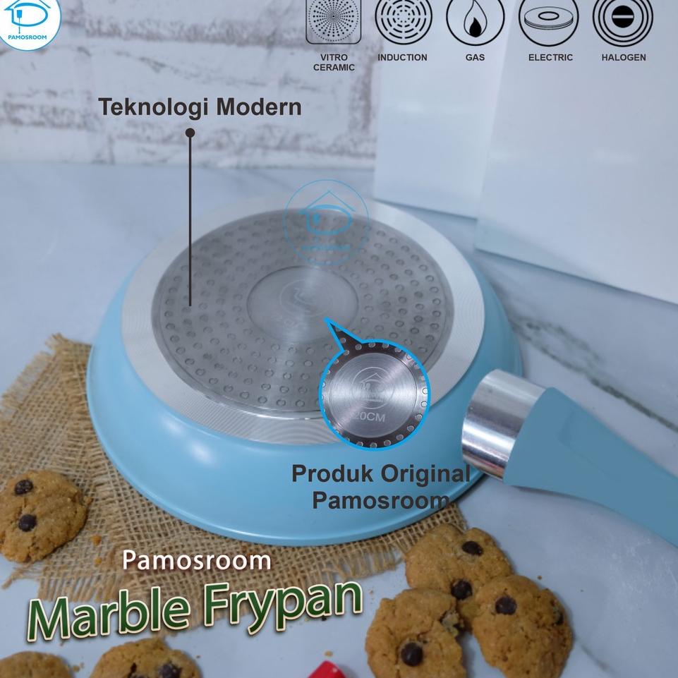 Jual Pamosroom Fry Pan Marble 20cm Teflon Penggorengan Anti Lengket Pum Frypan Granite Gagang ...