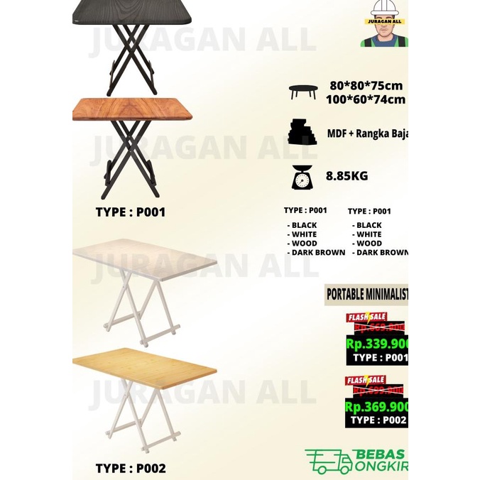 Jual MEJA LIPAT PORTABLE / MEJA MAKAN PORTABLE/ MEJA LIPAT BESI / MEJA ...