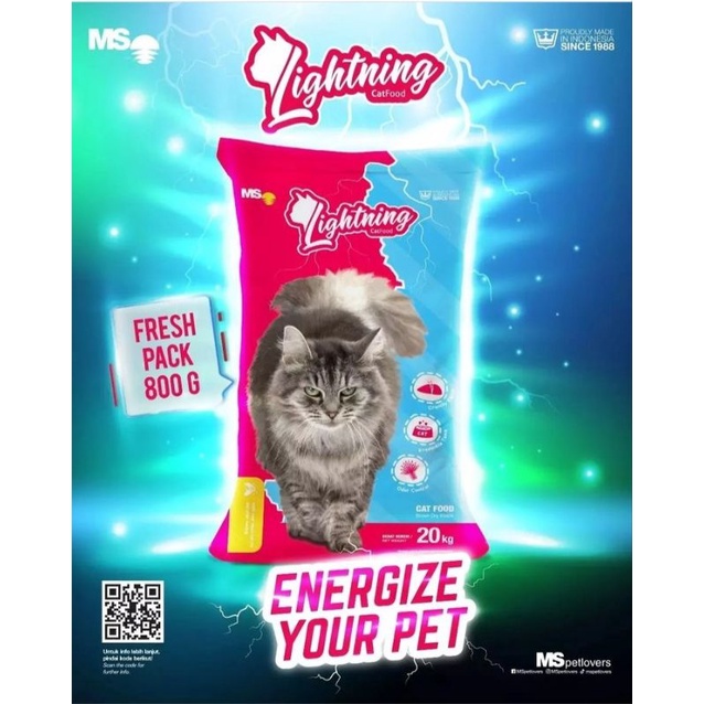 Jual Lightning Cat Food 800gr-Makanan Kucing Lightning 800gr | Shopee ...