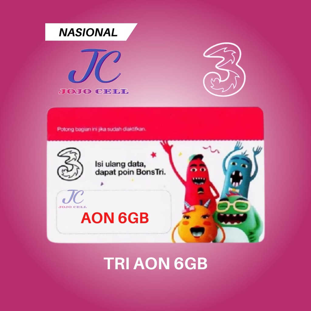 Jual Voucher Three Aon6gb Up to 9GB jabar kecuali bodebek, karawang ...