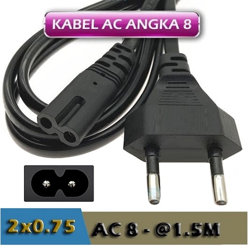 Jual Kabel AC angka 8 / kabel AC Tape / radio 1,8 meter kualitas bagus | Shopee Indonesia