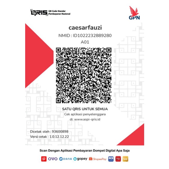 Jual CETAK QRIS QR Code Standar Pembayaran Nasional Daftar Gratis ...