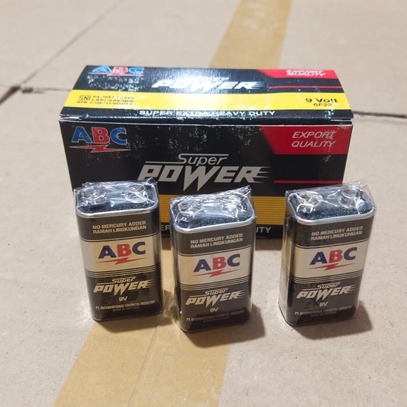 Jual Baterai ABC Super Power 9 Volt (1 PACK isi 12 BUAH) / Batere 9 V ...