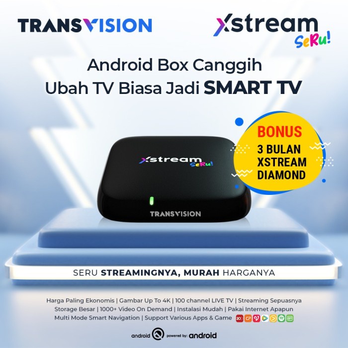 Jual TRANSVISION XSTREAM SERU TV Box Android V.10 + FREE BONUS SPECIAL ...