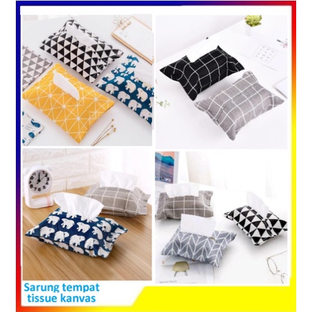 Jual IJNC TEMPAT TISSUE bahan kain KANVAS sarung TISUE POUCH tisu ...