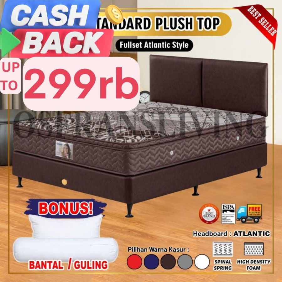 Jual Guhdo Springbed Standard Plush Top - Fullset Atlantic Style | Shopee Indonesia