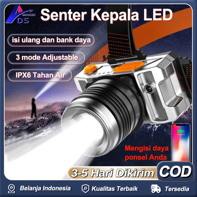 Jual Lampu Sorot Induksi Senter Kepala Led Zoom Isi Ulang Lampu Kepala Senter Super Terang Daya ...
