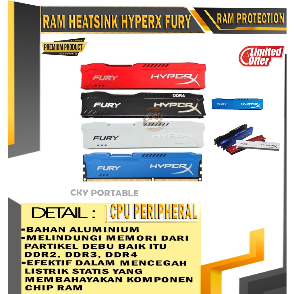 Jual HEATSINK RAM DDR3/4 RAM MEMORY HYPERX FURY BLACK/RED/BLUE | Shopee Indonesia