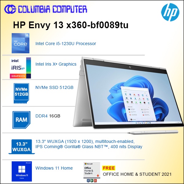 Jual HP Envy 13 x360-bf0089tu i5-1230U 16GB 512GB 13.3WUXGA Win11+OHS ...