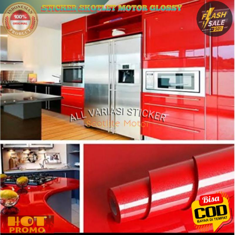 Jual STIKER MERAH PUTIH WALLPAPER DINDING/STIKER WARNA VARIASI SCOTLET ...