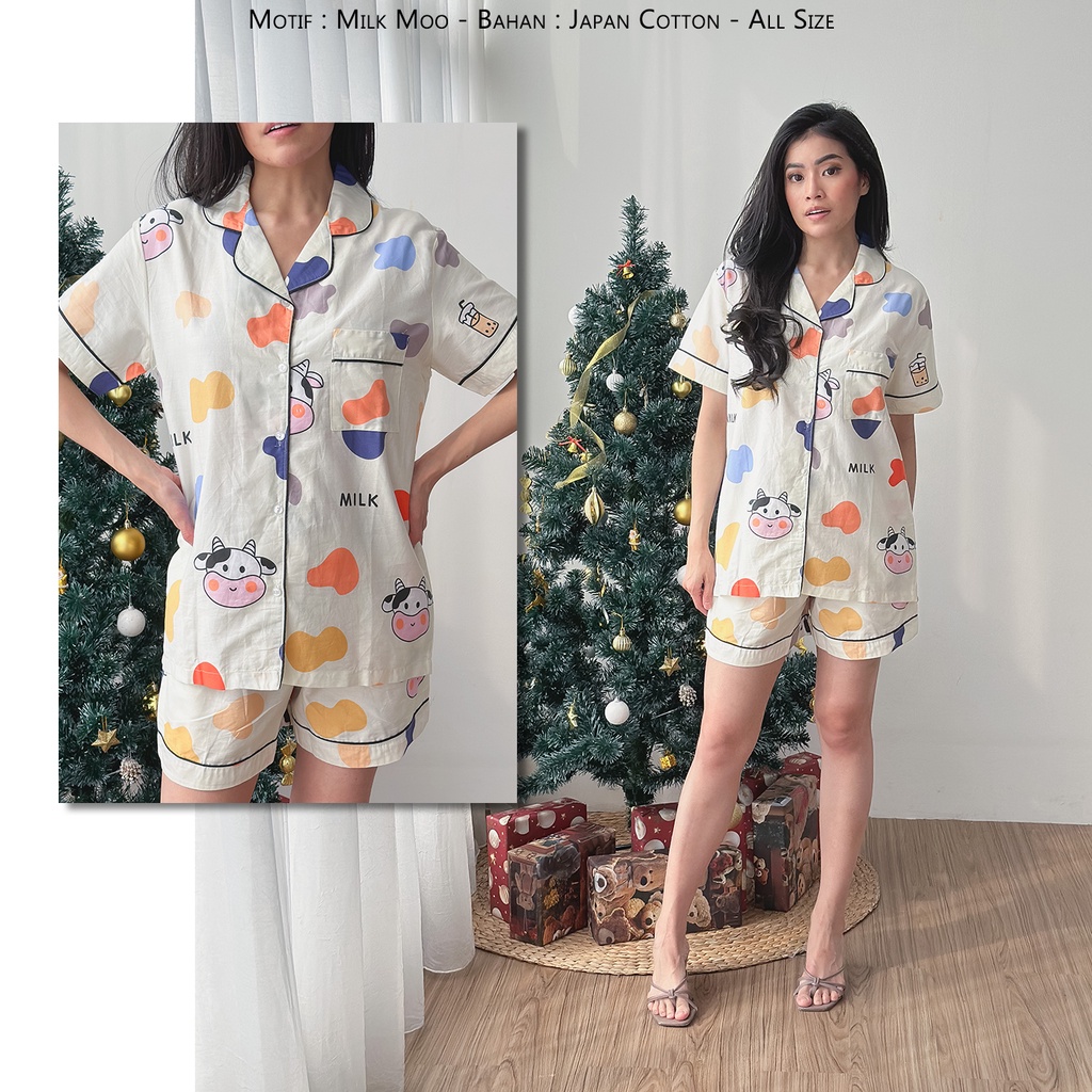 Jual Motif Milk Moo - Piama Baju Tidur / Sleepwear Moonlight Pajamas ...