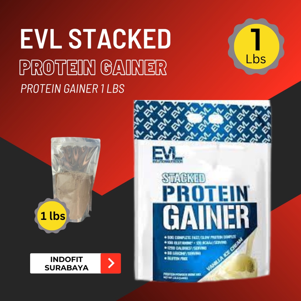 Jual Evl Stacked Protein Gainer 1 lbs 2 lbs Evlution Nutrition Weight ...