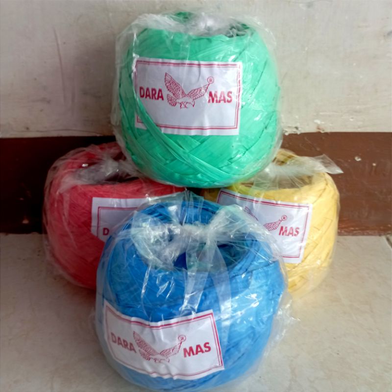 Jual Tali rafia warna warni Gulungan kecil berat 1 ons, tali plastik ...