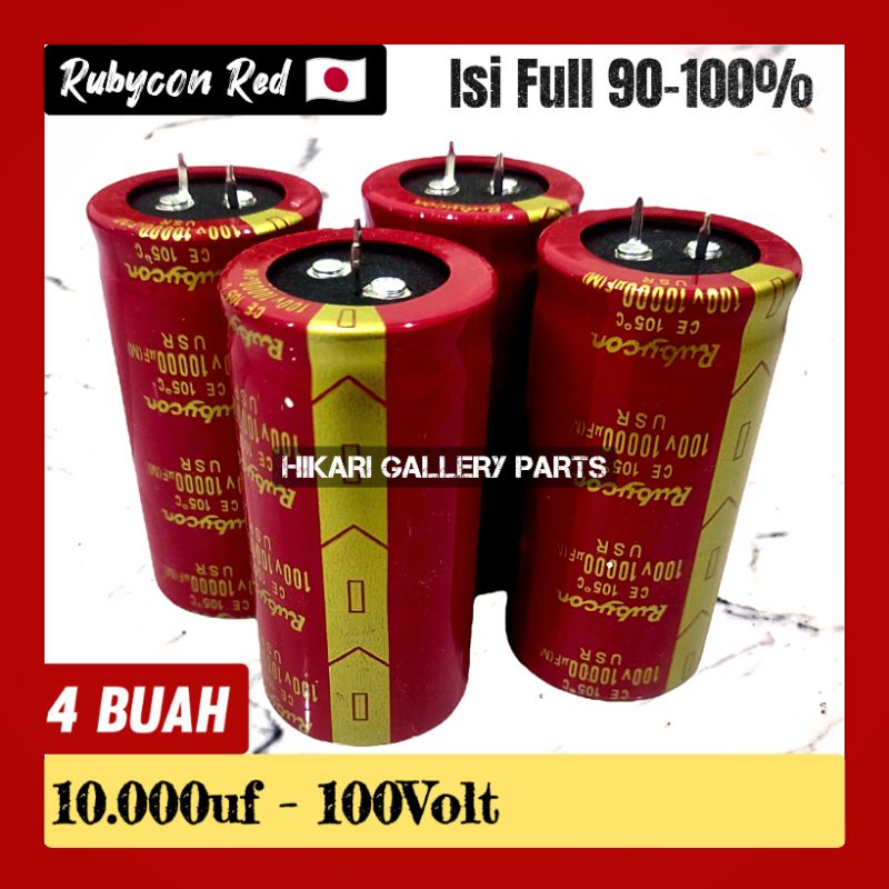 Jual [4 PCS] ELCO RUBYCON 10000uf 100Volt Red Japan ORI / Kapasitor ...