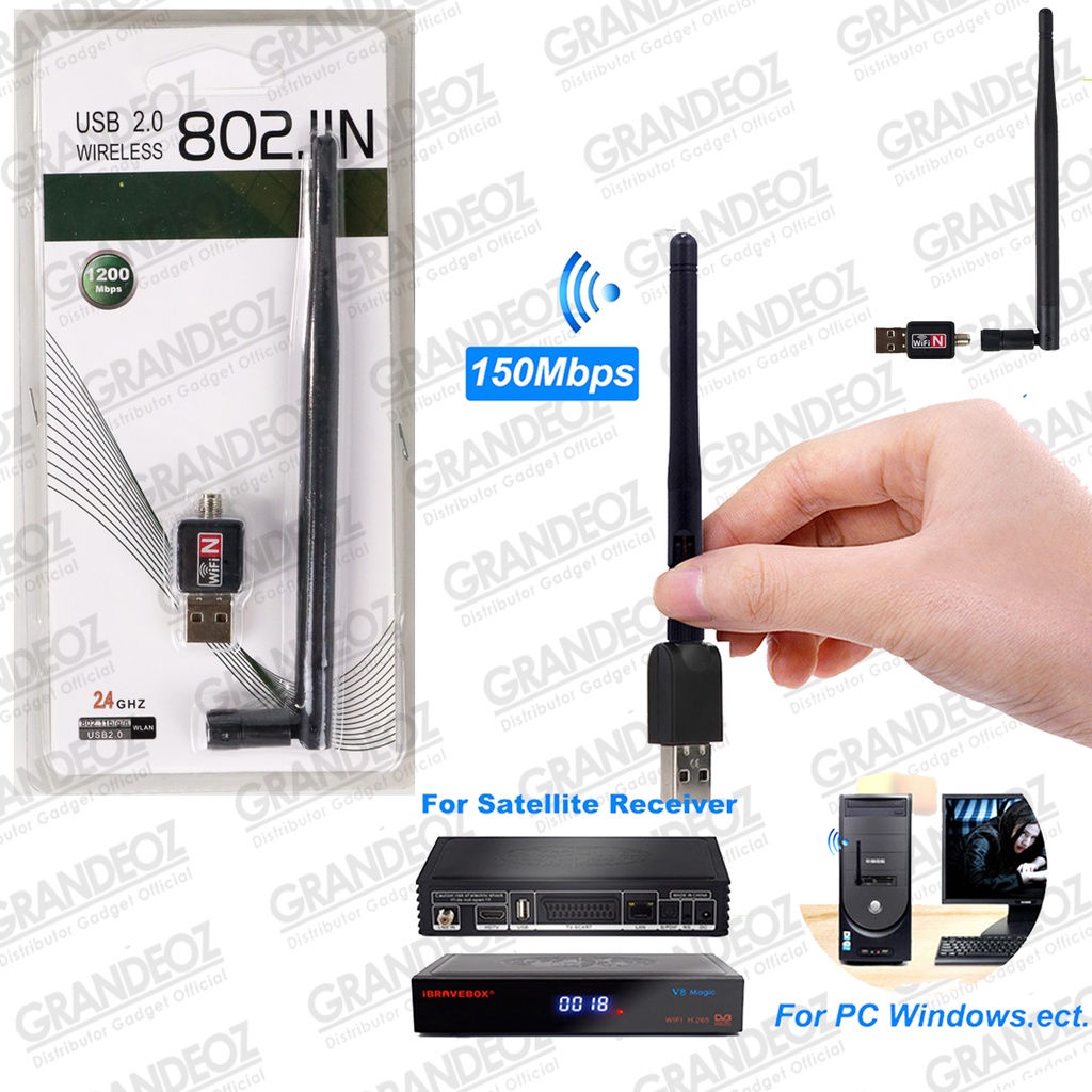 Jual Taffware Dongle + Antena Wireless Wifi USB Adapter 802.11N 150Mbps Dengan Antena STB Set ...