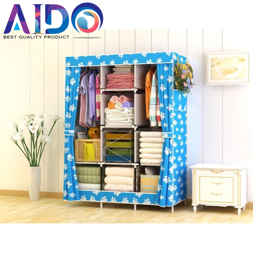 Jual Lemari pakaian rak baju lemari kain rak besi lemari portable ...