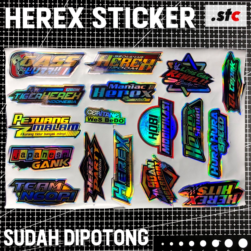 Jual ( isi 17 ) Sticker Hologram Herex Cutting Variasi Racing Stiker ...