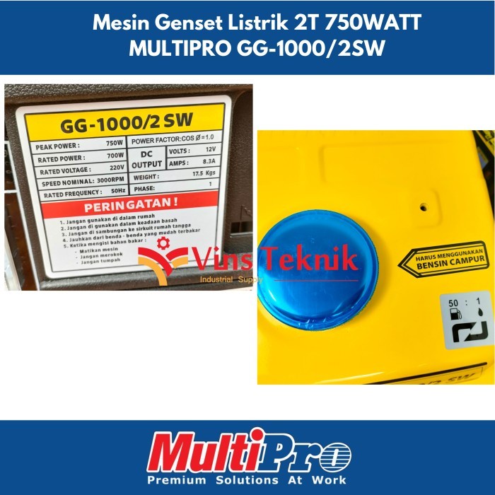 Jual Mesin Genset Listrik 1000Watt Gg-1000/2Sw Multipro Gg1000/2Sw | Shopee Indonesia