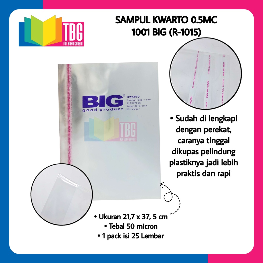 Jual 1 Pak Sampul Kwarto Lem 0 5mc 1001 Big Cover Buku Plastik Bening
