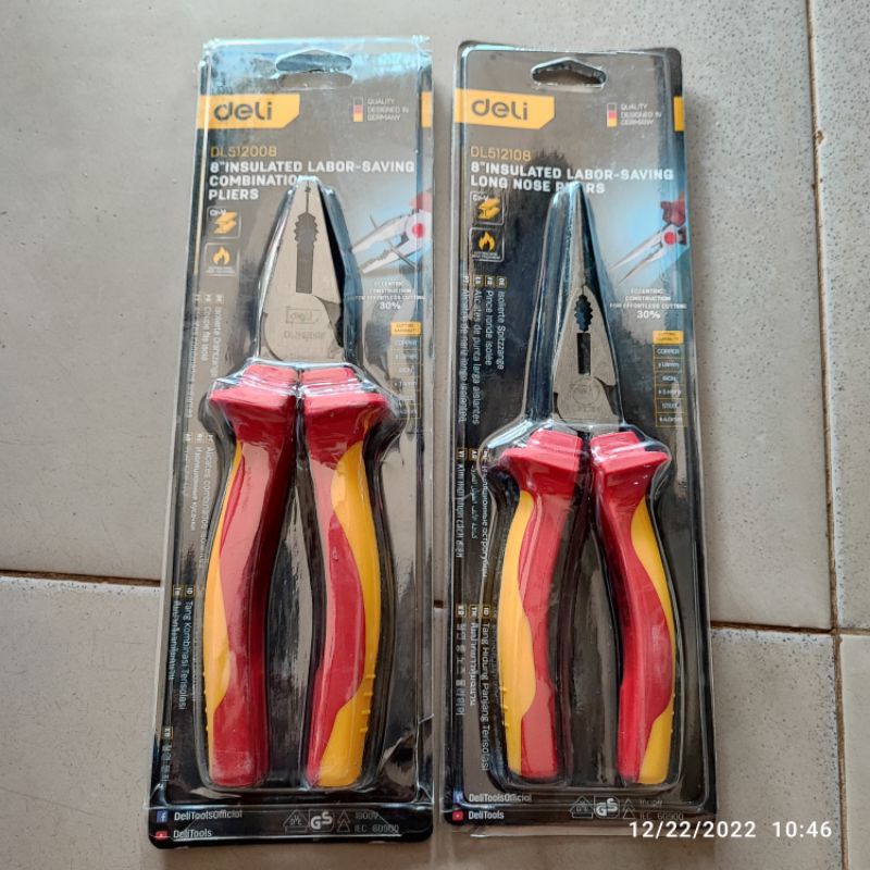 Jual Tang kombinasi dan kerucut Deli insulasi listrik 8" TAHAN 1000v ...