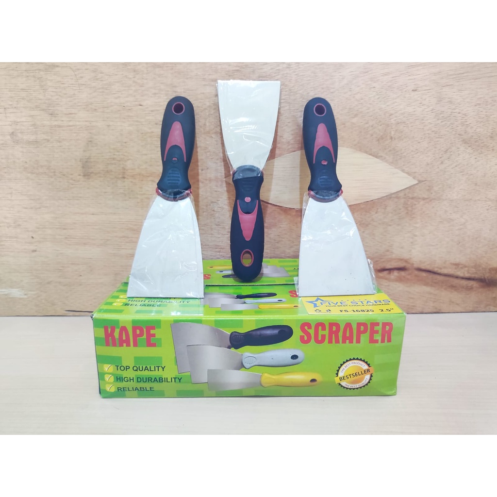 Jual Kape Besi Gagang Karet 2,5 inch Five Star Scraper Dempul | Shopee ...