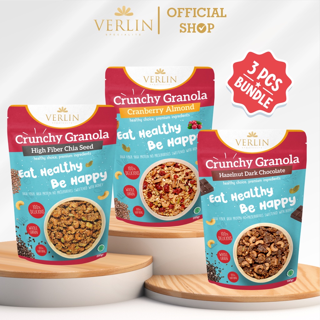 Jual Paket Verlin Crunchy Granola Bundle 3 Varian | Shopee Indonesia