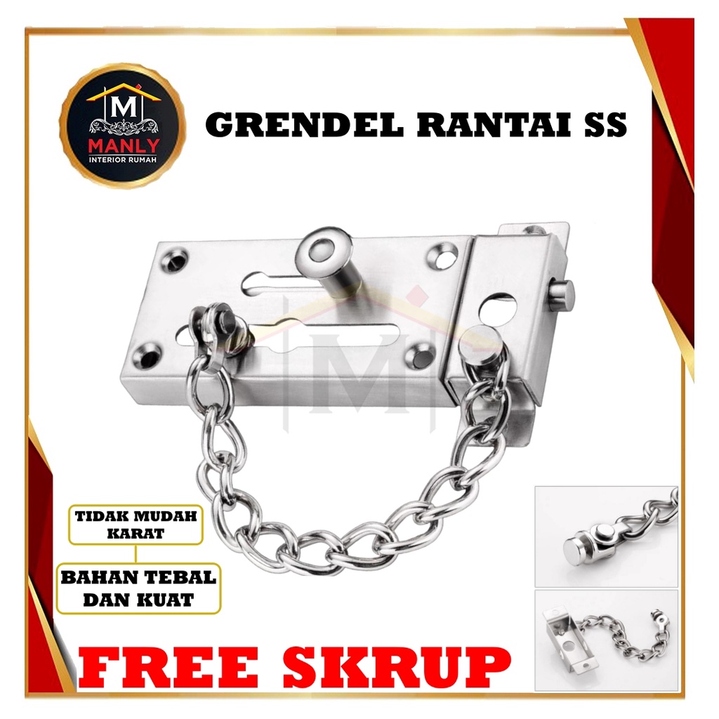 Jual Grendel Rantai Pintu Jendela Stainless Steel / Safety Chain Lock ...