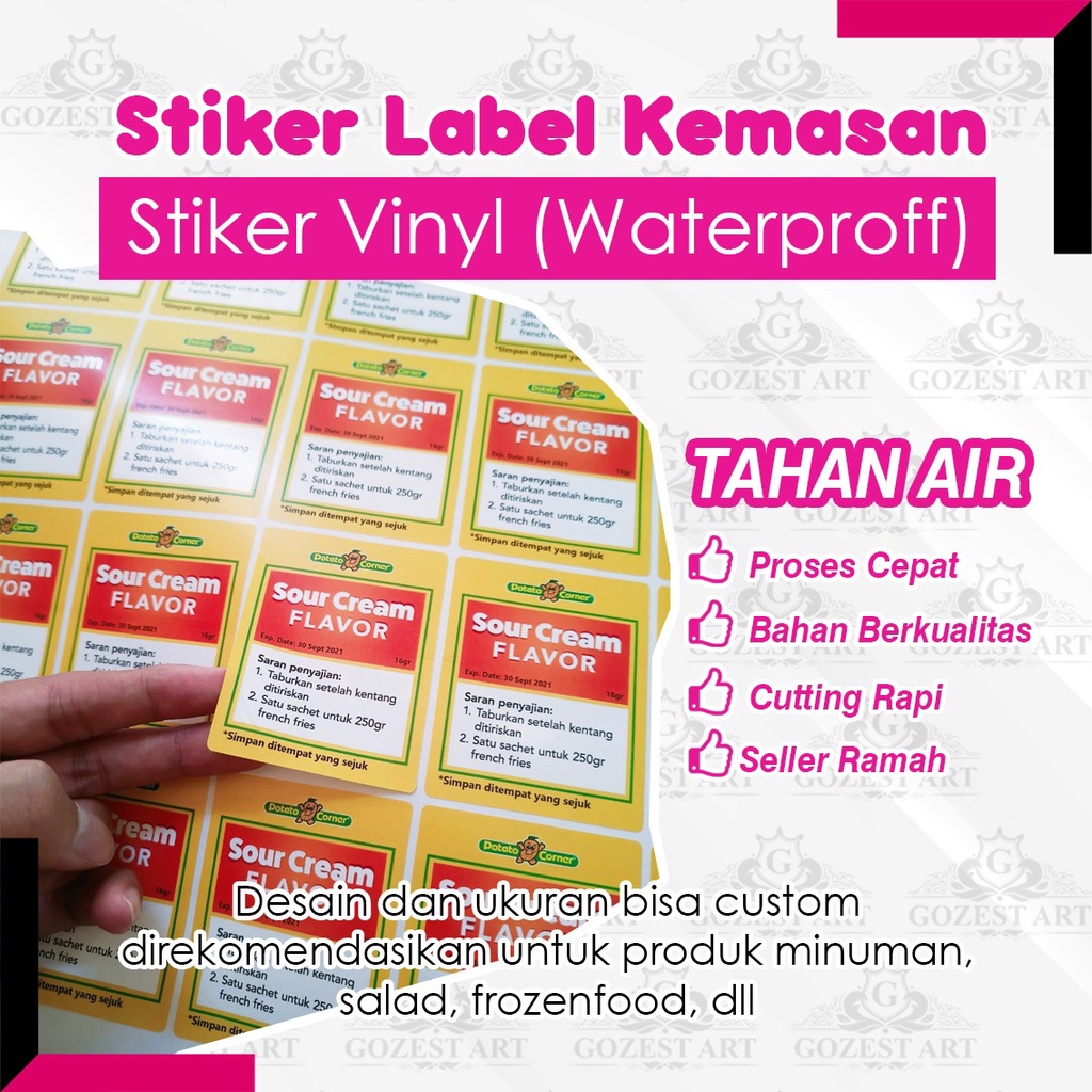 Jual Cetak stiker vinyl waterproff label kemasan makanan sticker tahan ...