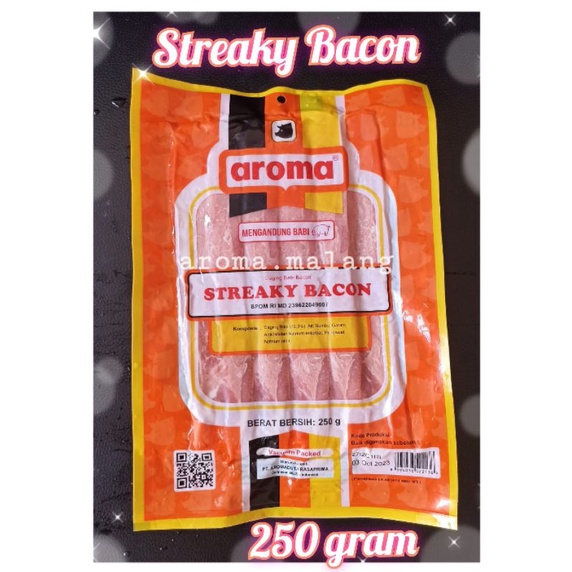 Jual Streaky Bacon (Daging Babi Bacon) AROMA 250 gram | Shopee Indonesia