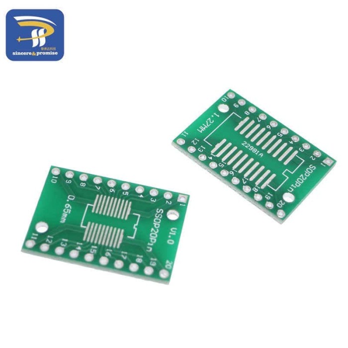 Jual PCB Board Converter Smd 0.65mm/1.27mm SOP20/SSOP20 Pin To 2.54mm ...